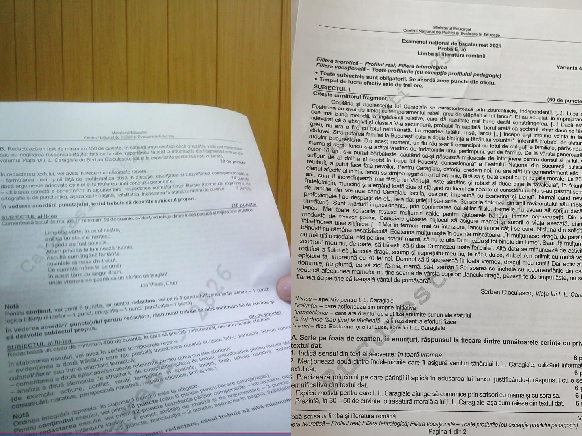 BAC 2021 Subiecte Limba Română Bacalaureat 2021, profilurile uman si ...