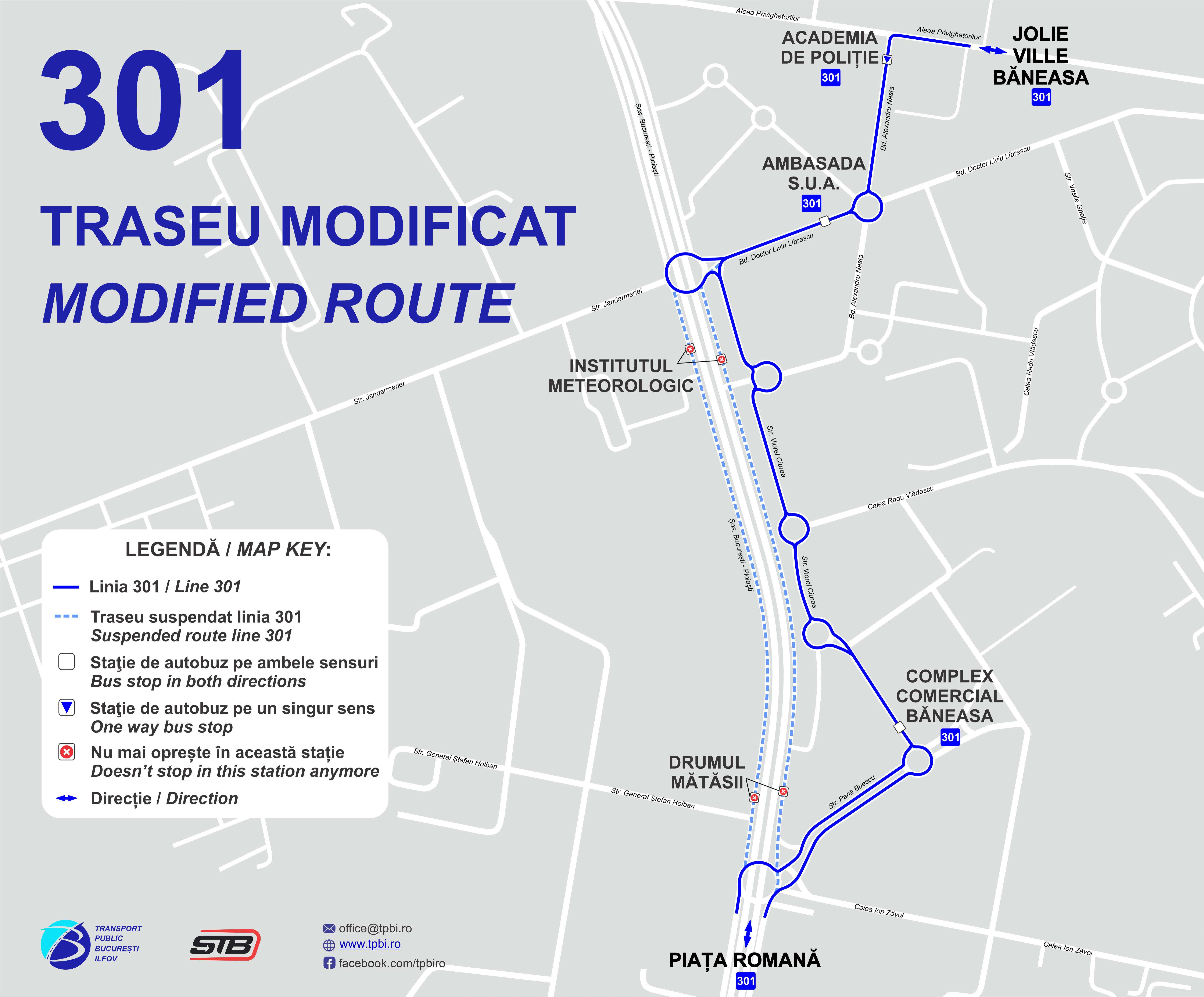 Traseul unui autobuz, deviat în zona Complexului Comercial Băneasa