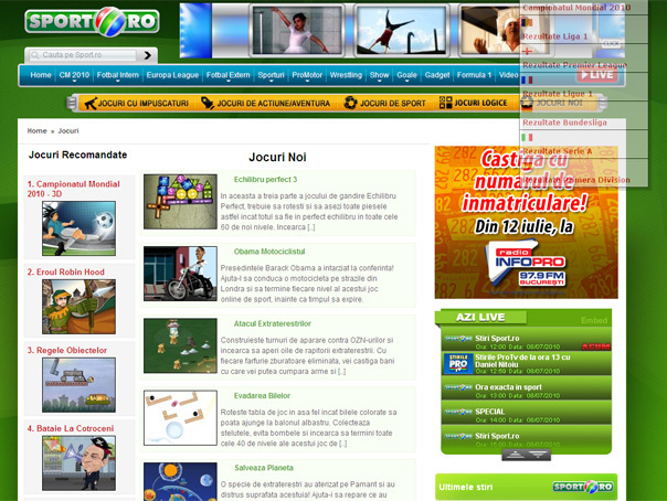 Site-ul jocuri.sport.ro, lansat joi de IBU Pro TV