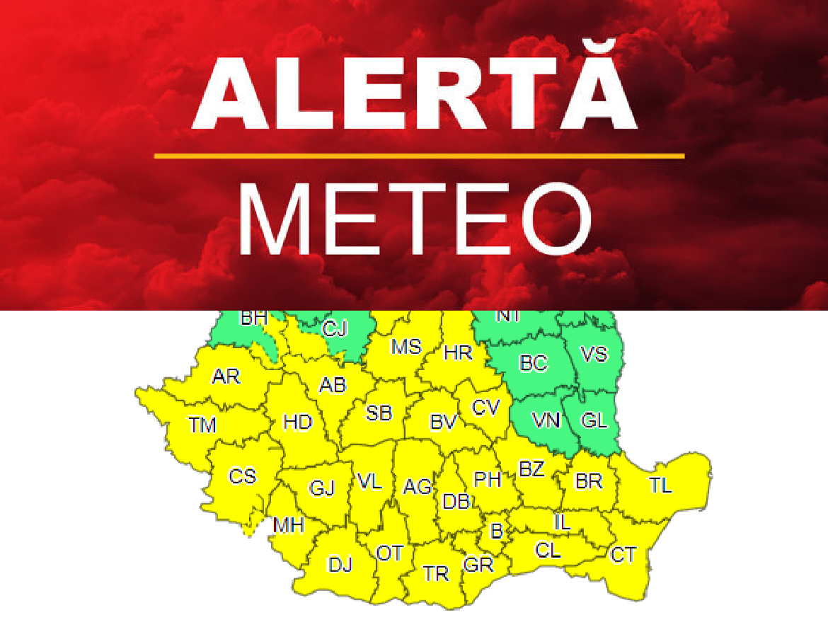 ANM. METEO, 26 mai: Cod galben de ploi, vijelii şi descărcări electrice în 31 de judeţe